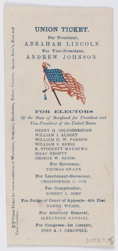 Union ticket. For president, Abraham Lincoln. For vice-president ...