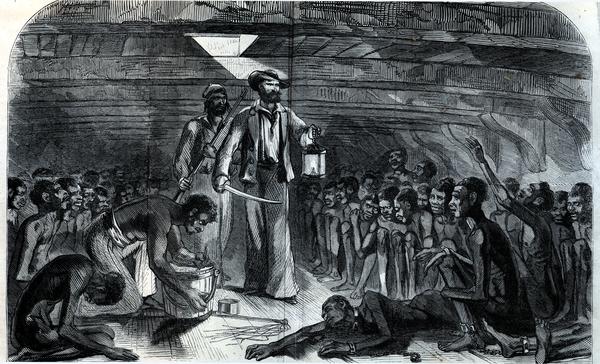 Scene in the hold of the "Blood-Stained Gloria." (Middle Passage ...