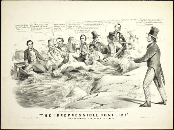"The irrepressible conflict" or the Republican barge in danger. [graphic]. | Library Company of ...