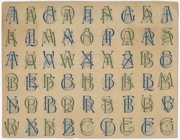 [Collection of designs for letters and monograms, by J.M. Bergling ...