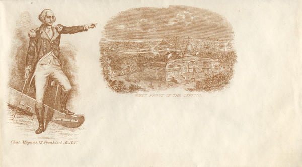 George Washington pointing to west front of Capitol envelope | Library ...