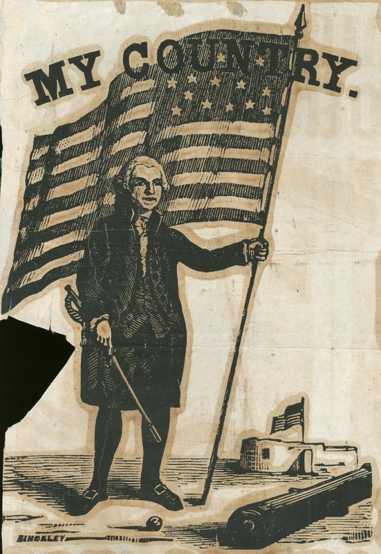 George Washington with flag woodcut | Library Company of Philadelphia ...