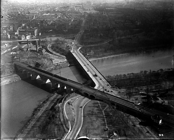 [Girard Avenue Bridge and Pennsylvania Railroad Bridge spanning the ...