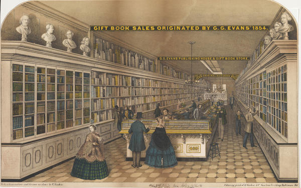 Interior view of George G. Evans' original gift book establishment. 439 ...