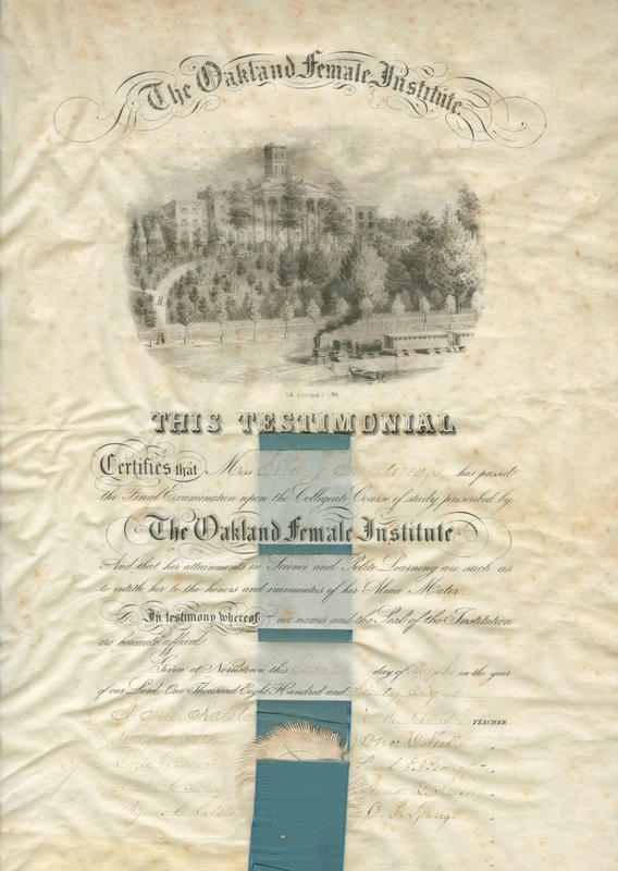 The Oakland Female Institute. [diploma] [graphic]. | Library Company of Philadelphia Digital ...