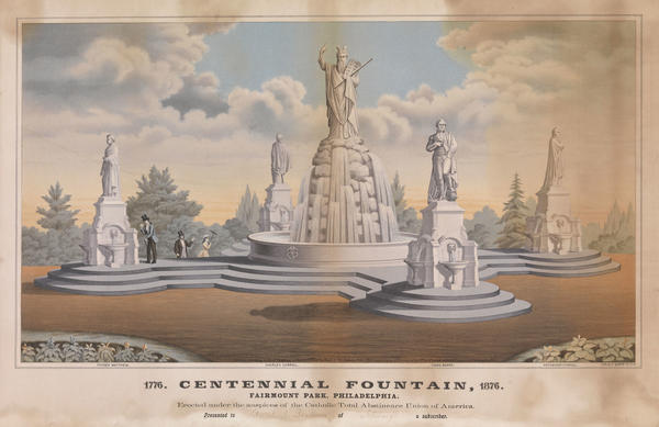 1776. Centennial Fountain, 1876. Fairmount Park, Philadelphia. Erected ...