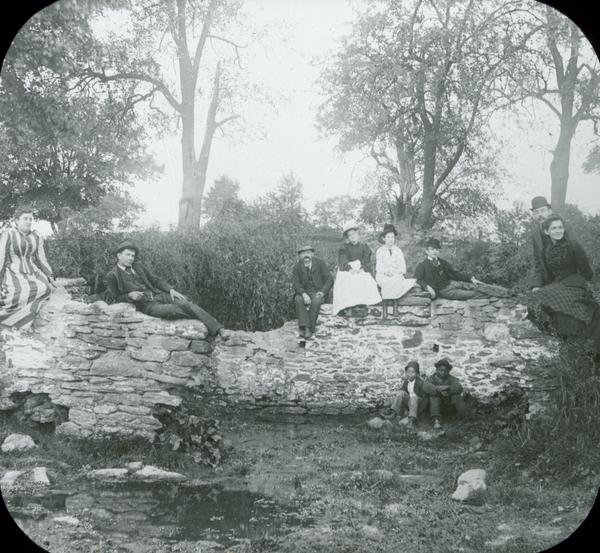 [Group portrait with George and Catherine Rupp Doering in the country ...
